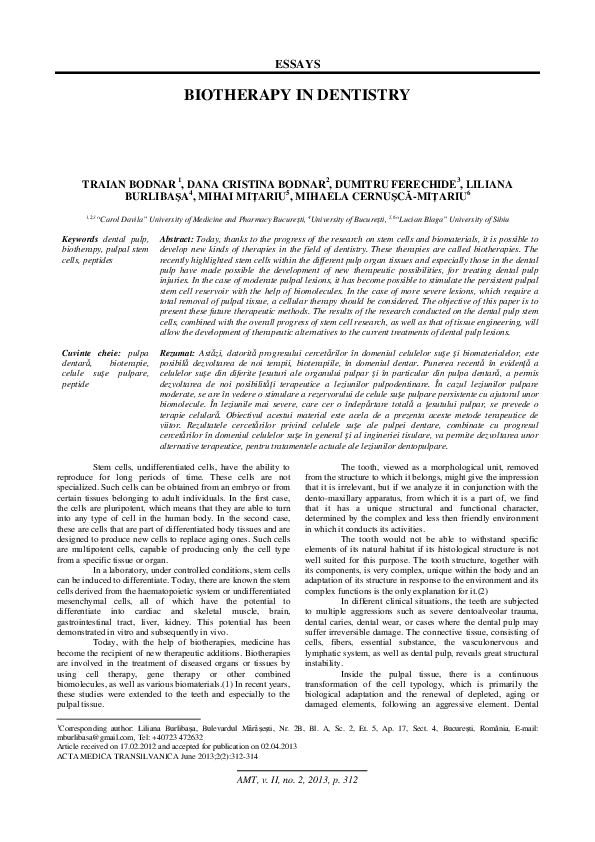 (PDF) Biotherapy in Dentistry