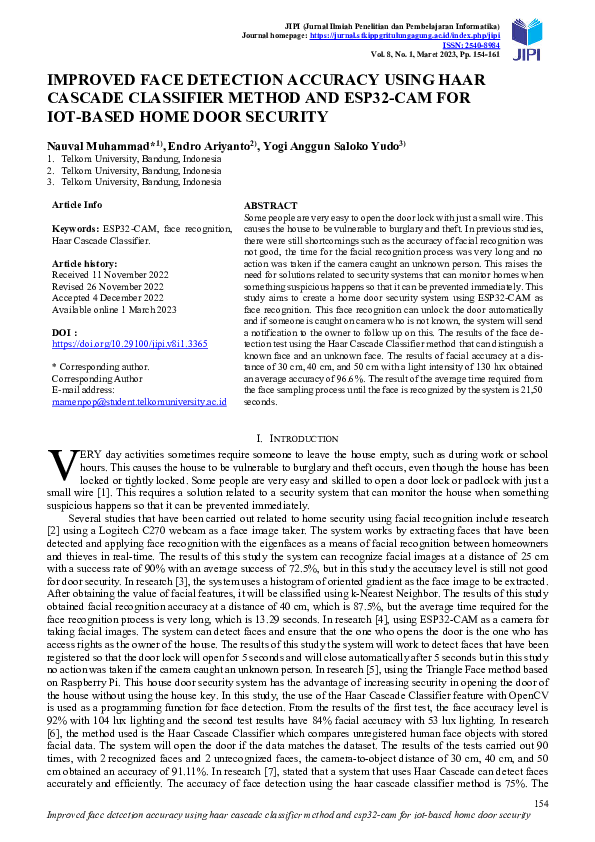 Pdf Improved Face Detection Accuracy Using Haar Cascade Classifier