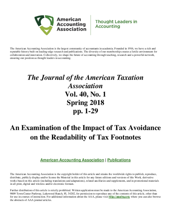 (PDF) An Examination of the Impact of Tax Avoidance on the Readability ...