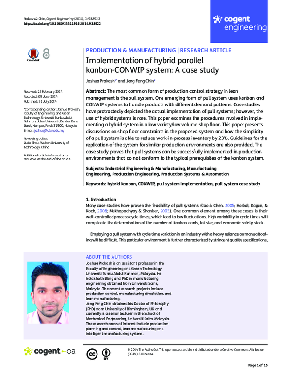 (PDF) Implementation of hybrid parallel kanban-CONWIP system: A case study