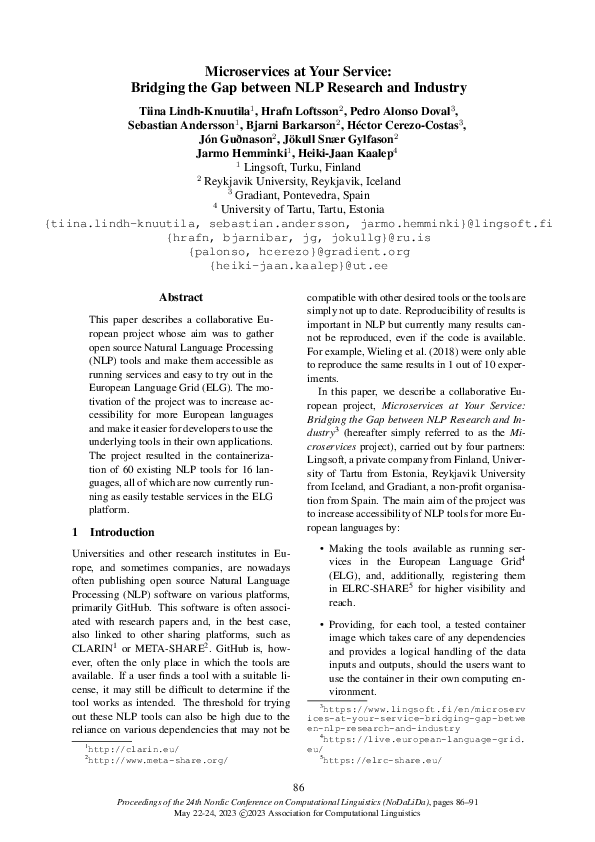 (PDF) Microservices at Your Service: Bridging the Gap between NLP Research and Industry