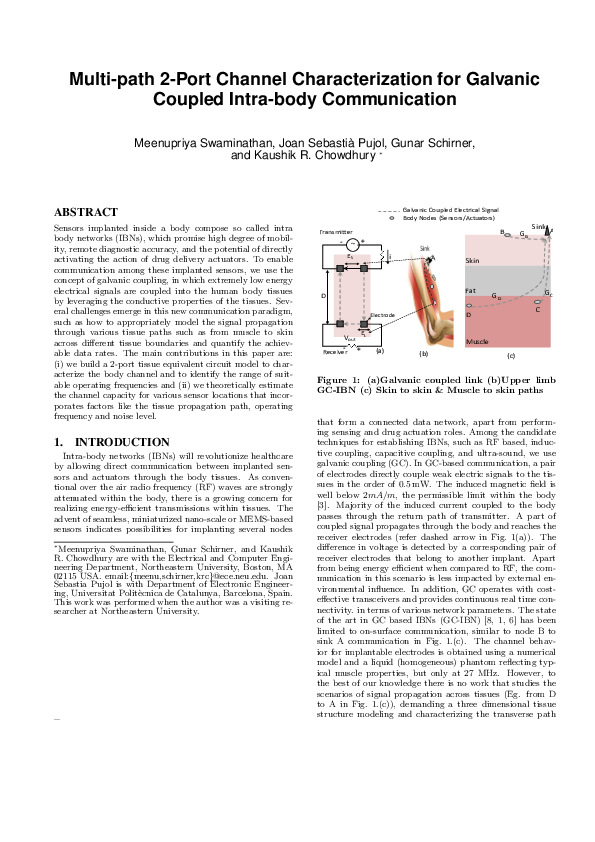 (PDF) Multi-path 2-Port Channel Characterization for Galvanic Coupled Intra-body Communication