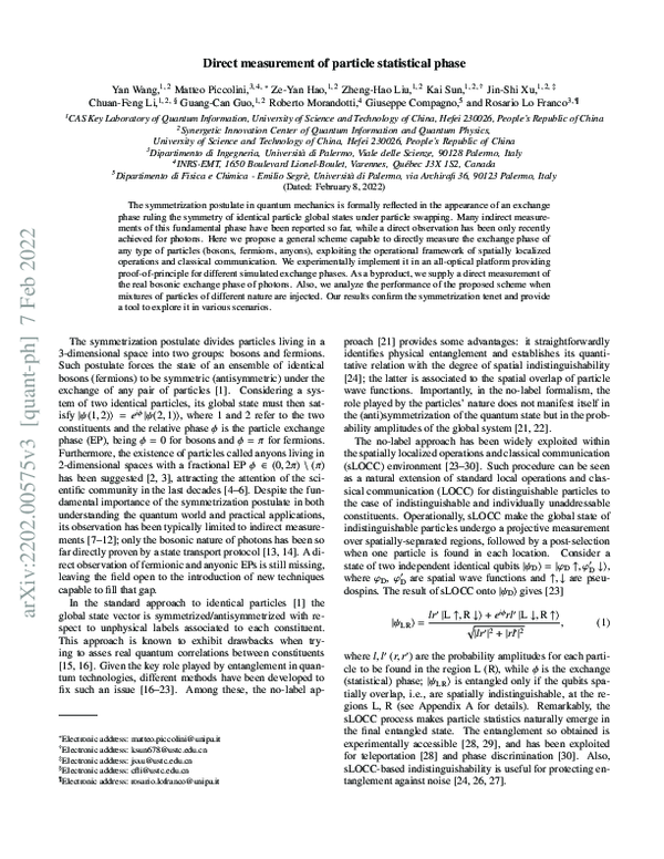 (PDF) Proof-of-Principle Direct Measurement of Particle Statistical Phase