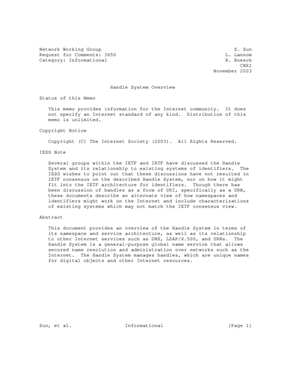 (PDF) Handle System Overview