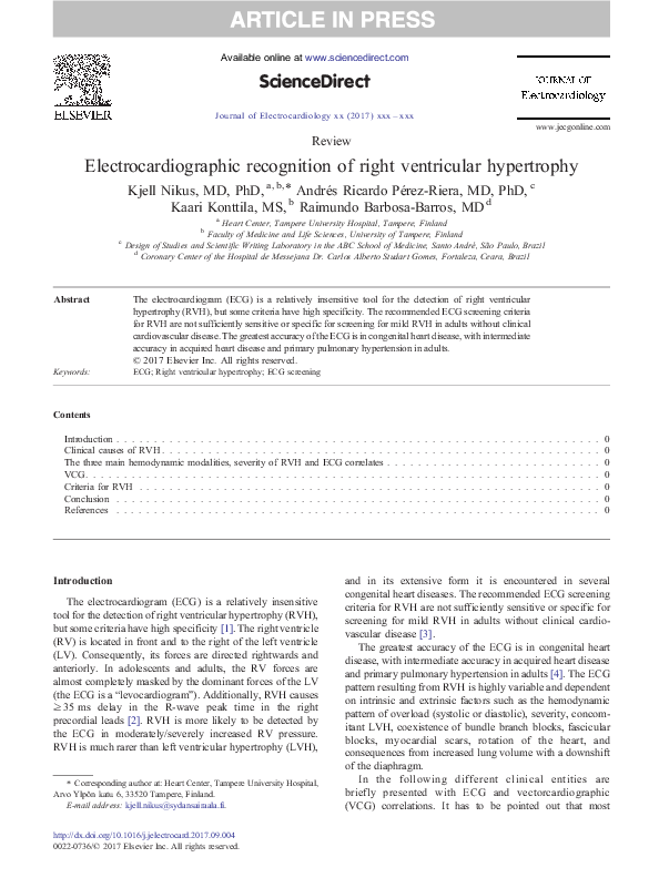 (PDF) Electrocardiographic recognition of right ventricular hypertrophy