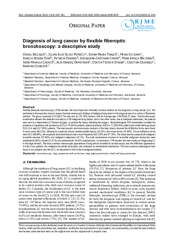 (PDF) Diagnosis of lung cancer by flexible fiberoptic bronchoscopy: a ...