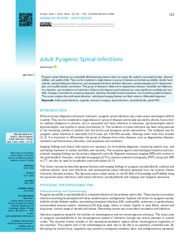 (PDF) Adult Pyogenic Spinal Infections