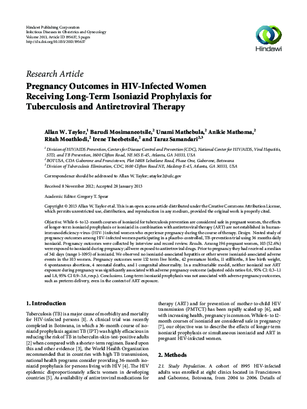 (PDF) Pregnancy Outcomes in HIV-Infected Women Receiving Long-Term ...