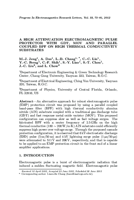 (PDF) A High Attenuation Electromagnetic Pulse Protector with GDT, Mov ...