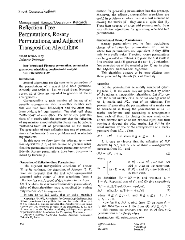 (PDF) Reflection-free permutations, rosary permutations, and adjacent ... (PDF) Reflection-free permutations, rosary permutations, and adjacent ...