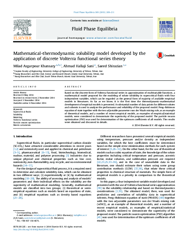(PDF) Mathematical-thermodynamic solubility model developed by the application of discrete ...