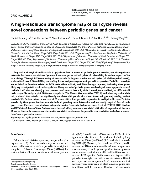 (PDF) A high-resolution transcriptome map of cell cycle reveals novel ...