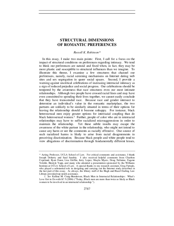 (PDF) Structural Dimensions of Romantic Preferences