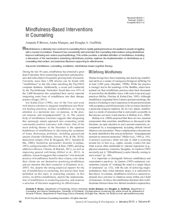 (PDF) Mindfulness-Based Interventions in Counseling