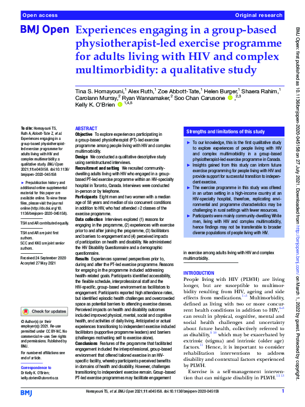 (PDF) Experiences engaging in a group-based physiotherapist-led ...