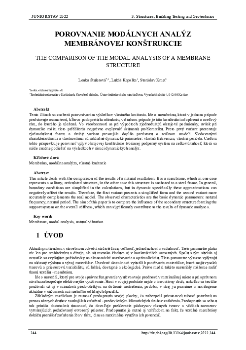 (PDF) The Comparison of the Modal Analysis of a Membrane Structure