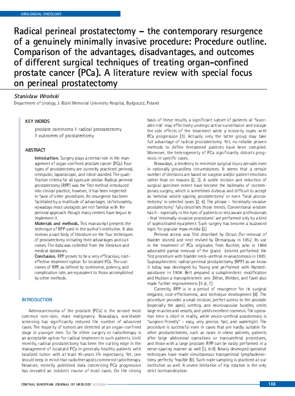 (PDF) Radical perineal prostatectomy - the contemporary resurgence of a ...