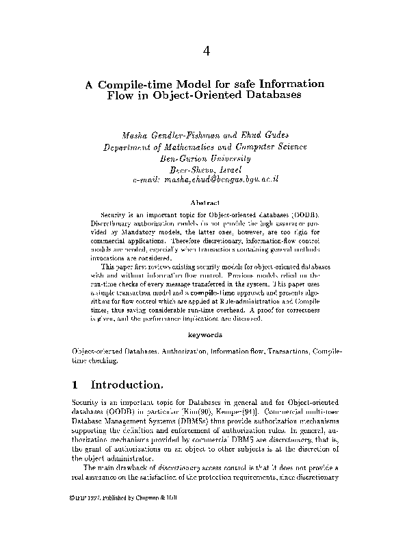(PDF) A compile-time model for safe information flow in object-oriented ...