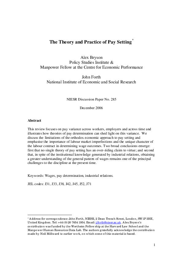 (PDF) Pay Setting: Theories and Challenges