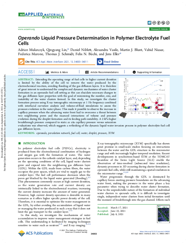 (PDF) Operando Liquid Pressure Determination in Polymer Electrolyte ...