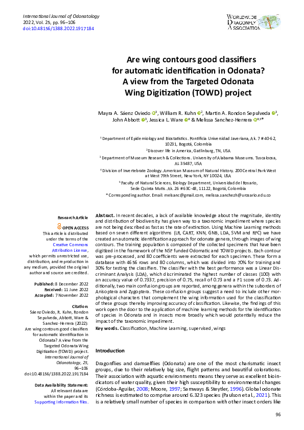(PDF) Are wing contours good classifiers for automatic identification ...