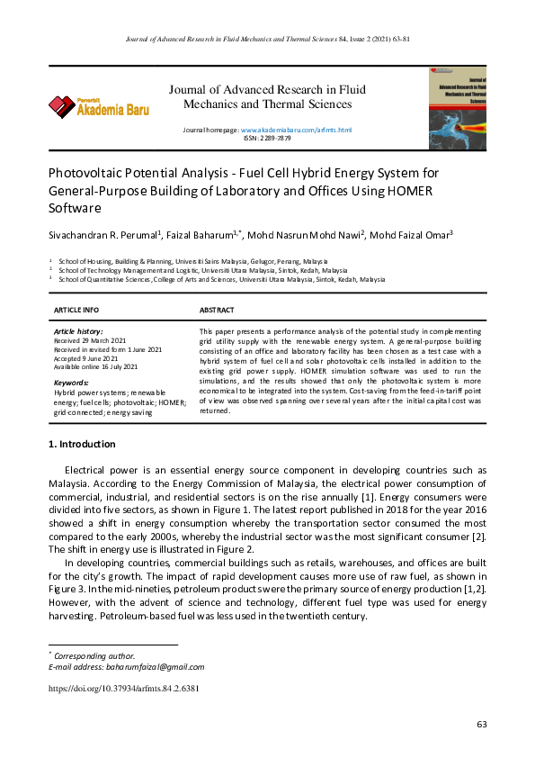 (PDF) Photovoltaic Potential Analysis - Fuel Cell Hybrid Energy System ...