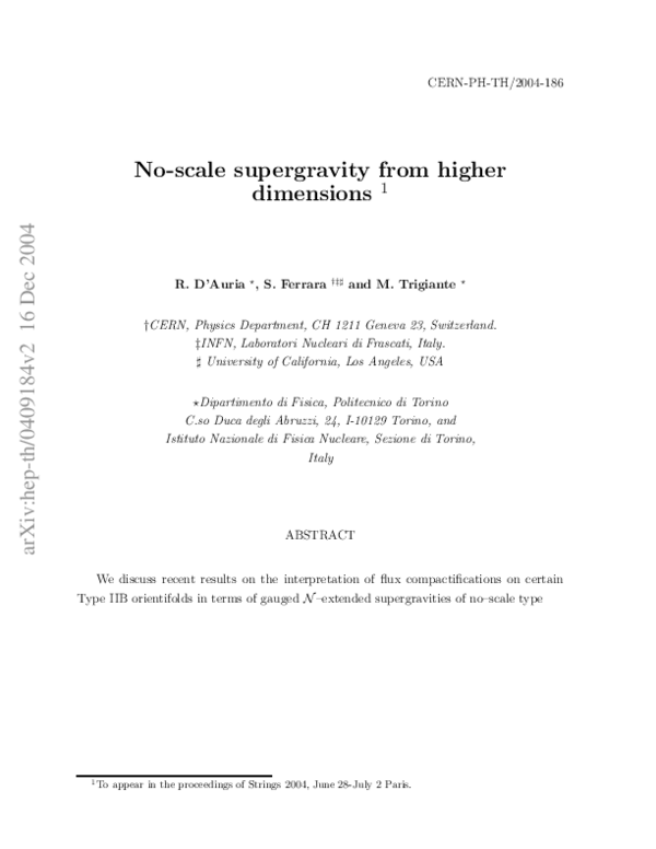 (PDF) No-scale supergravity from higher dimensions