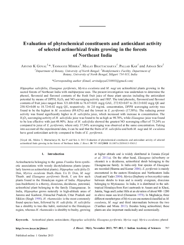 (PDF) Evaluation of phytochemical constituents and antioxidant activity of selected actinorhizal ...