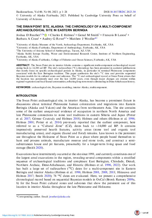 (PDF) THE SWAN POINT SITE, ALASKA: THE CHRONOLOGY OF A MULTI-COMPONENT ...
