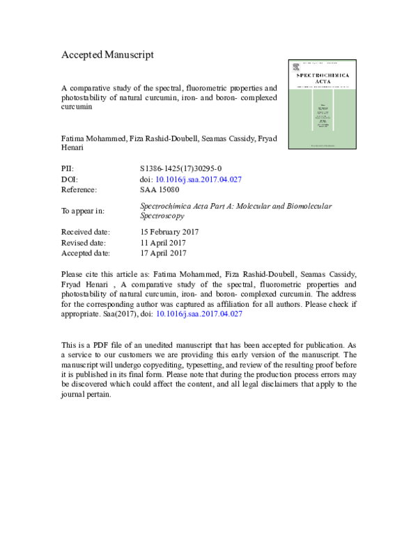 (PDF) A comparative study of the spectral, fluorometric properties and ...