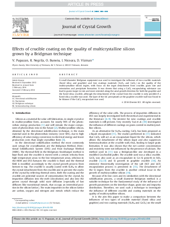 (PDF) Effects of crucible coating on the quality of multicrystalline ...