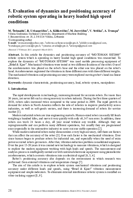 (PDF) Evaluation of Dynamics and Positioning Accuracy of Robotic System ...