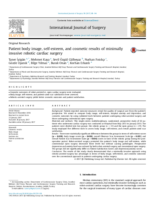 (PDF) Patient body image, self-esteem, and cosmetic results of ...