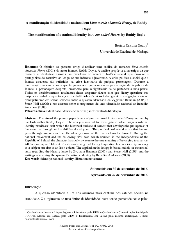 (PDF) A manifestação da identidade nacional em Uma estrela chamada ...