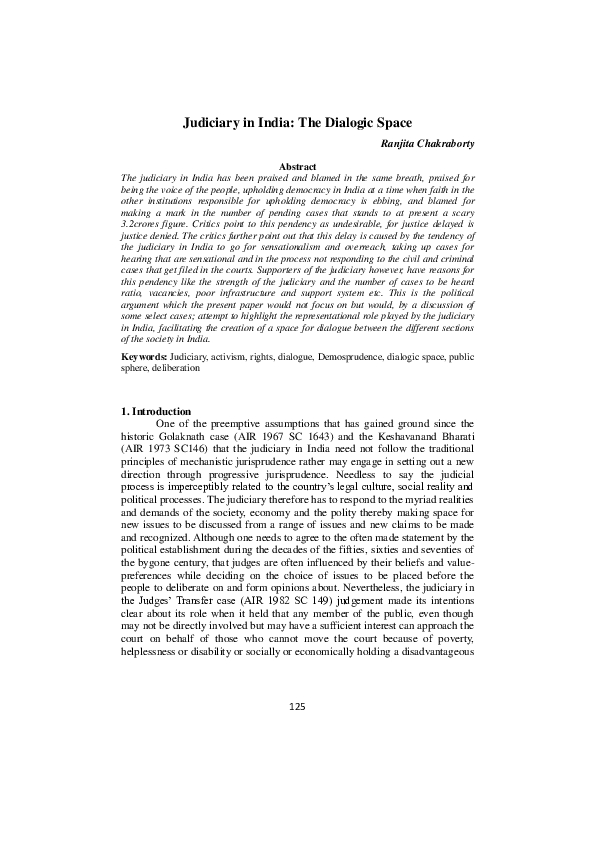 (PDF) Judiciary in India: The Dialogic Space