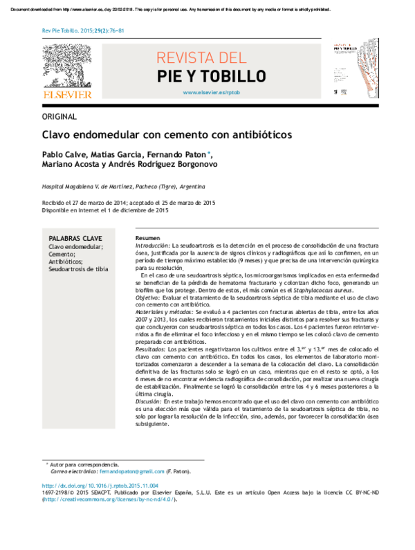 (PDF) Clavo endomedular con cemento con antibióticos