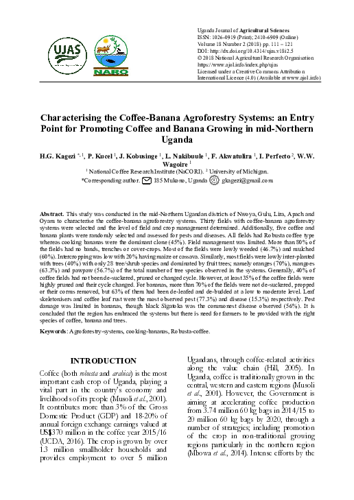 (PDF) Characterising the Coffee-Banana Agroforestry Systems: an Entry ...