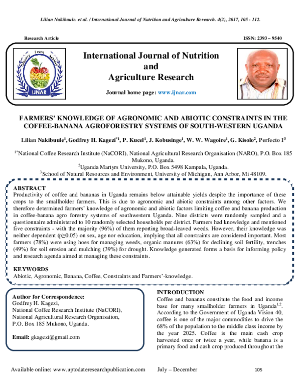 (PDF) Farmers’ Knowledge of Agronomic and Abiotic Constraints in the ...