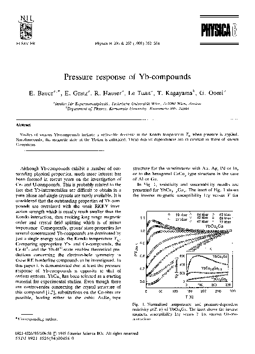 (PDF) Pressure response of Yb-compounds