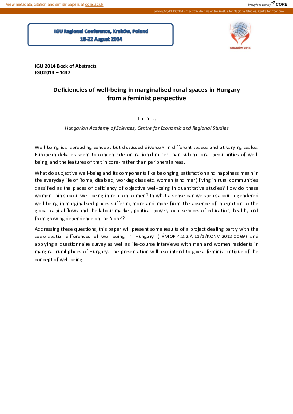 (PDF) Deficiencies of well-being in marginalised rural spaces in ...