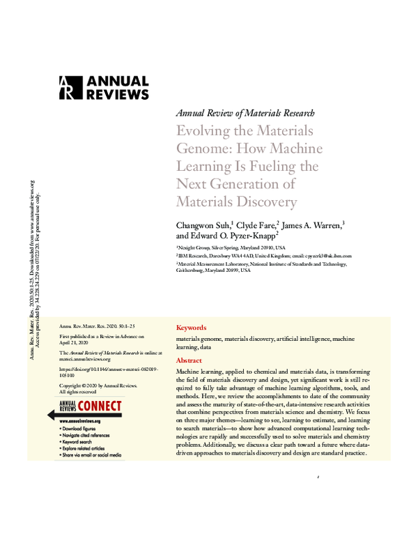 (PDF) Evolving the Materials Genome: How Machine Learning Is Fueling ...