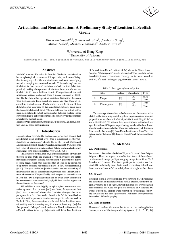 (PDF) Articulation and neutralization: a preliminary study of lenition ...