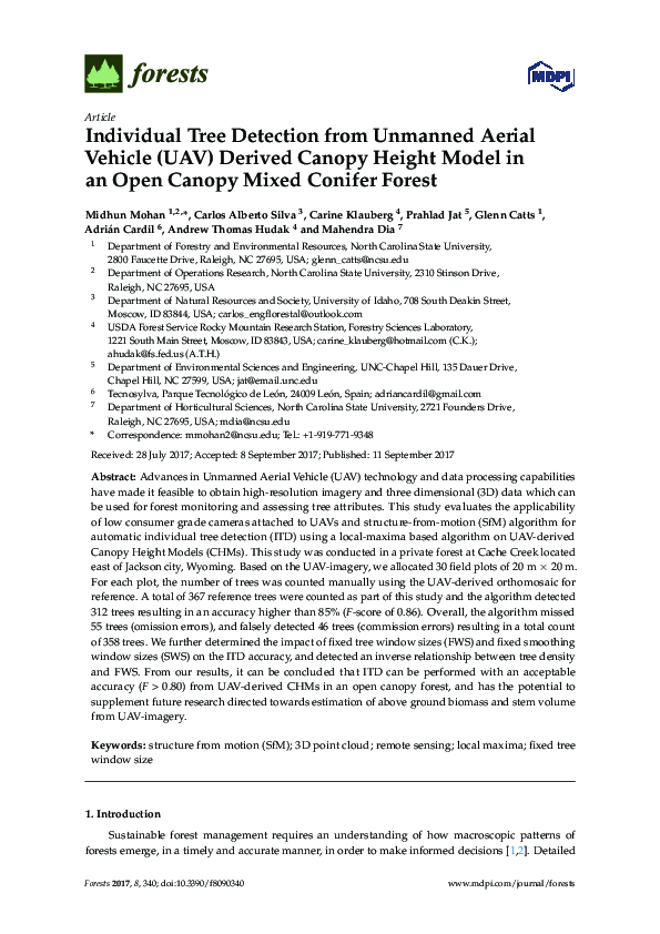 (PDF) Individual Tree Detection Using UAV Data