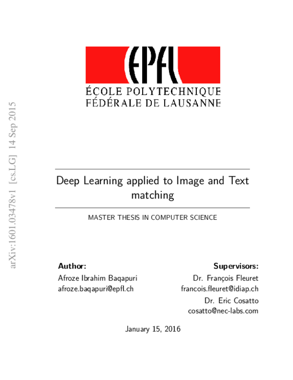 (PDF) Deep Learning Applied to Image and Text Matching