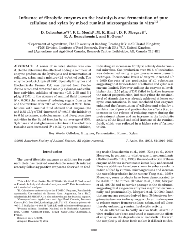 (PDF) Influence of fibrolytic enzymes on the hydrolysis and ...