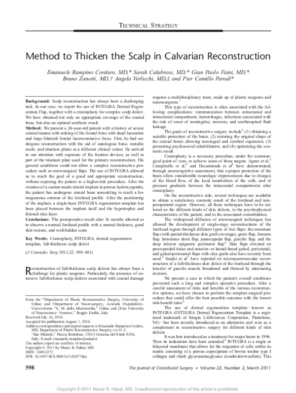 (PDF) Method to Thicken the Scalp in Calvarian Reconstruction