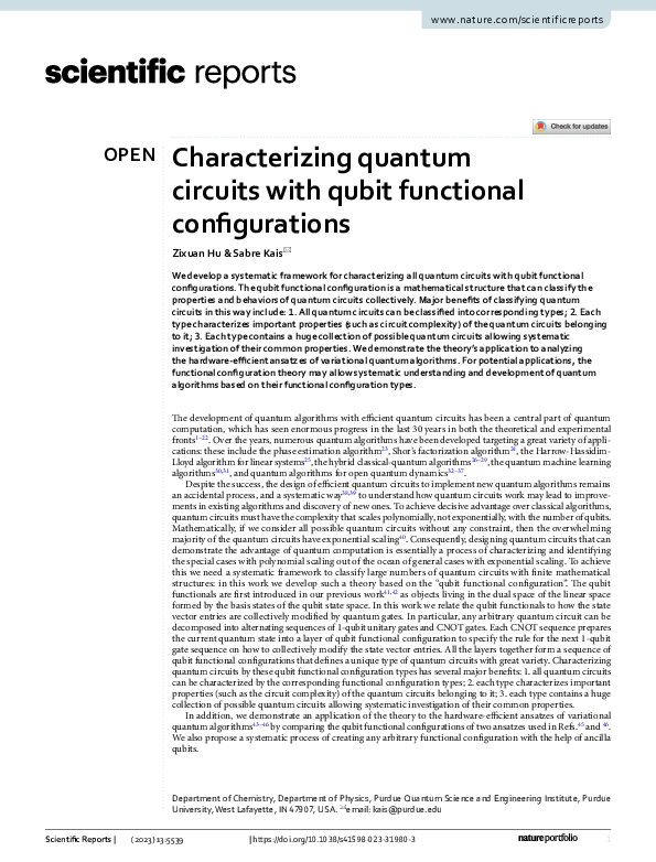 (PDF) Characterizing quantum circuits with qubit functional configurations