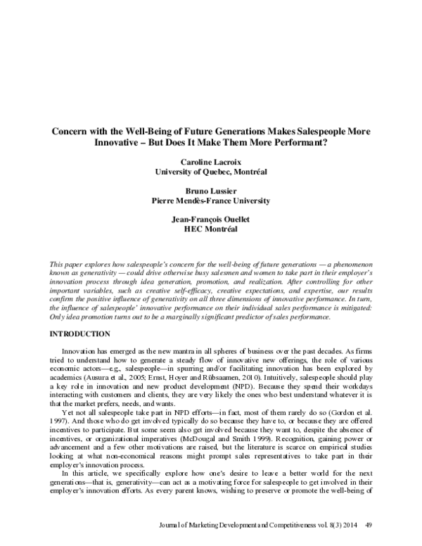 (PDF) Concern with the Well-Being of Future Generations Makes ...