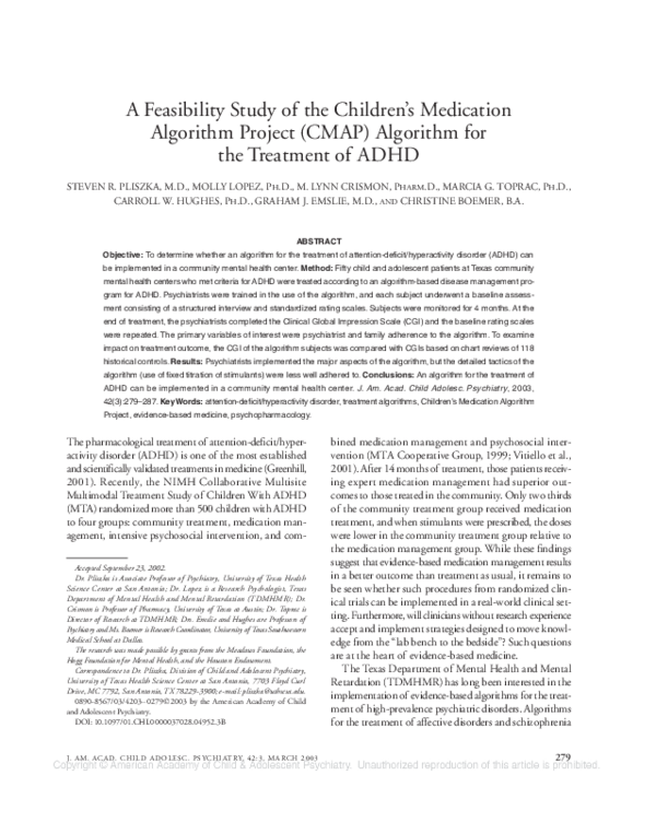 (PDF) A Feasibility Study of the Children's Medication Algorithm ...