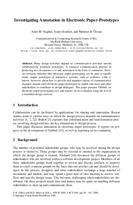 (PDF) Investigating Annotation in Electronic Paper-Prototypes